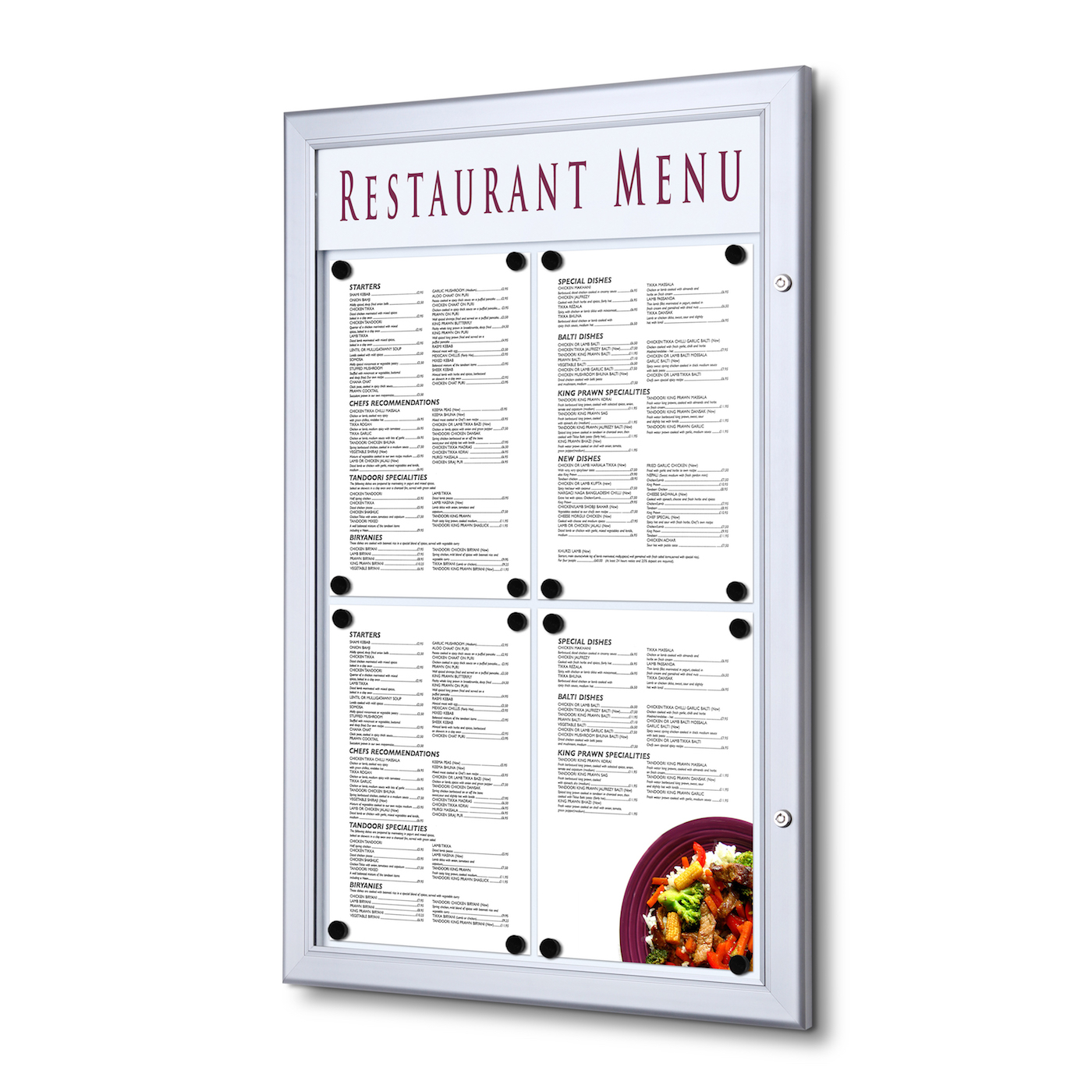 20x31 - 4 page Menu Box - Magnetic - Lockable - outdoor and indoor
